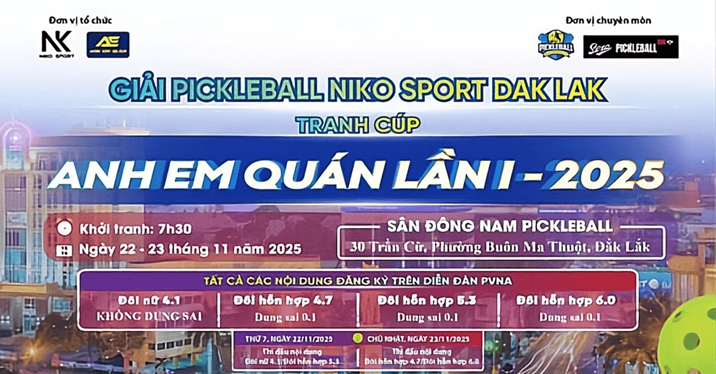 Giải Pickleball Niko Sport Dak Lak Tranh Cúp Anh Em Quán Easoup Lần I ...